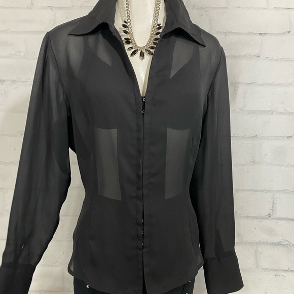 Fred David | Tops | Fred David Sheer Long Sleeve Blouse | Poshmark